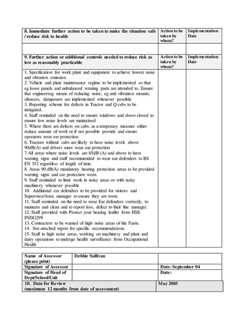 Example Of Noise Risk Assessment In Word And Pdf Formats Page 2 Of 4