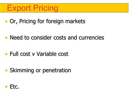 Export Pricing PPT