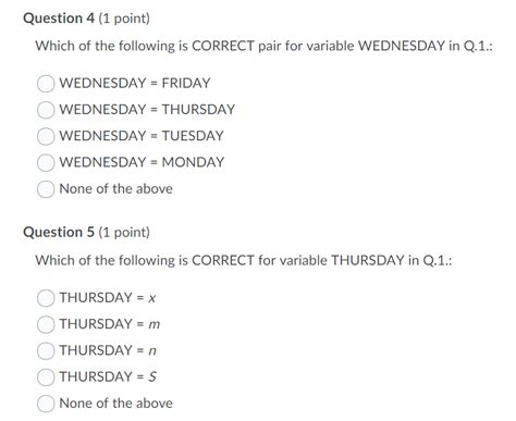 Solved Question 4 1 Point Which Of The Following Is