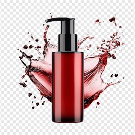 Красная косметическая бутылка с дизайном Splash Бесплатно Psd Файл