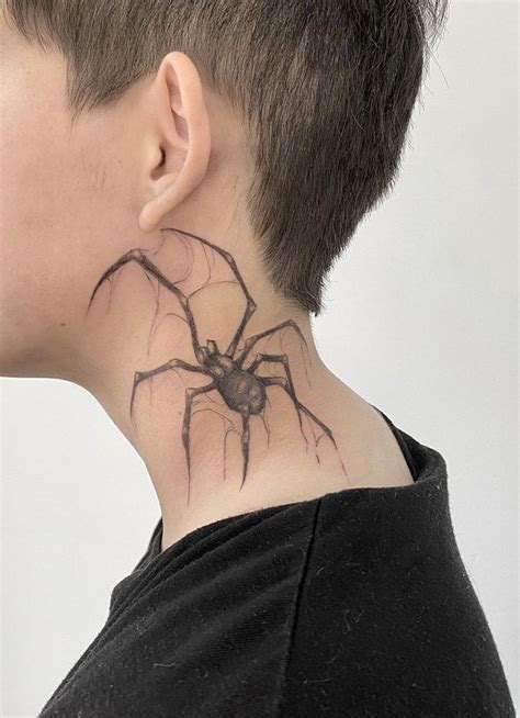 Spider Tattoos On The Neck Symbolism Design And Placement Expertise