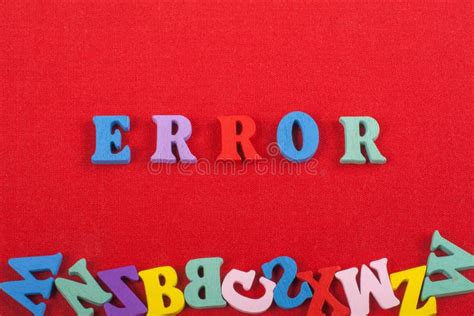 Error Word On Red Background Composed From Colorful Abc Alphabet Block Wooden Letters Copy