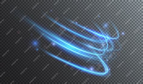 라이트 블루 돌리기 파란색 선의 곡선 조명 효과 빛나는 파란색 원 벡터 Png 프리미엄 벡터