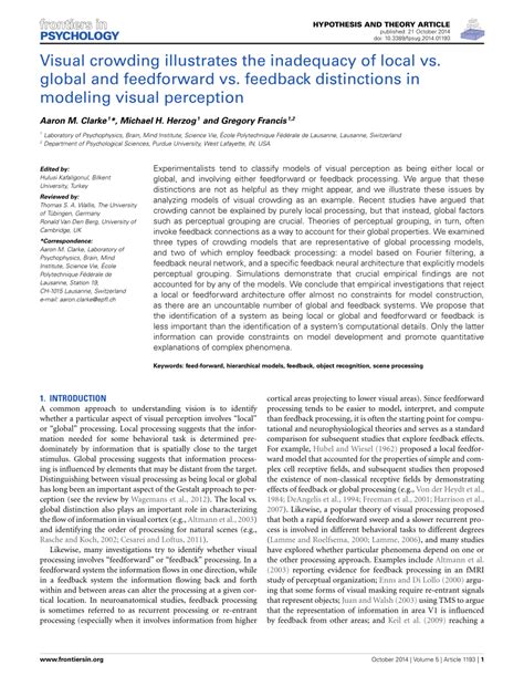 Pdf Visual Crowding Illustrates The Inadequacy Of Local Vs Global