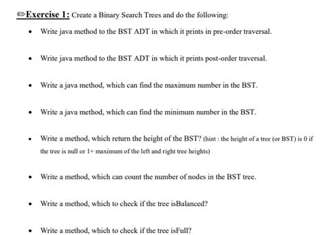 Solved Exercise 1 Create A Binary Search Trees And Do The