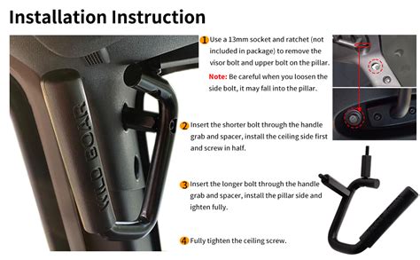 Mealam Front Grab Handle Kit Aluminum Alloy Grab Bar For