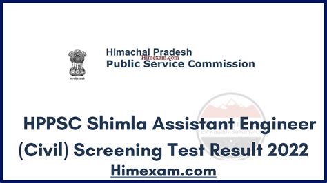 hppsc shimla assistant engineer civil screening test result 2022