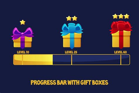 Vector Progress Bar With Gift Boxes For Game UI Vector Art At Vecteezy