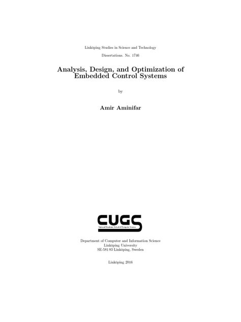 Analysis Design And Optimization Of Embedded Control Systems Pdf Real Time Computing