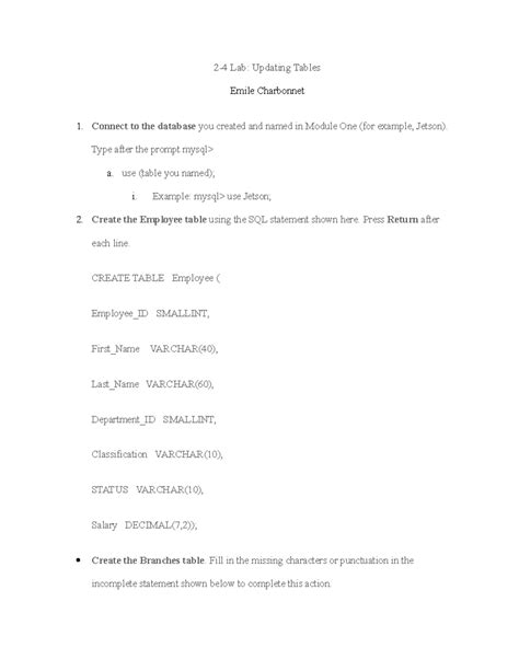 2 4 Lab Updating Sql Tables 2 4 Lab Updating Tables Emile Charbonnet Connect To The Database