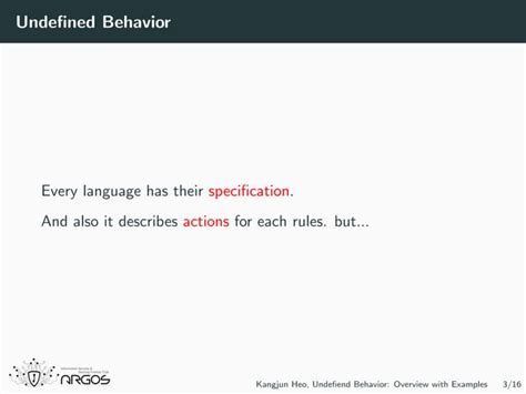 Undefined Behavior Overview With Examples Ppt