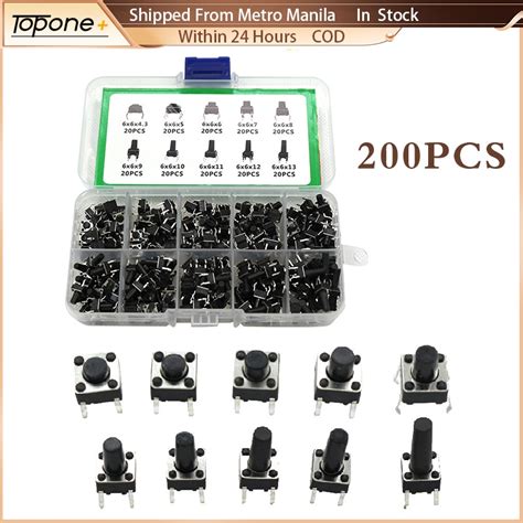PCS Models X Tactile Push Button Switch Momentary Tact Switch Assortment Kit With Case