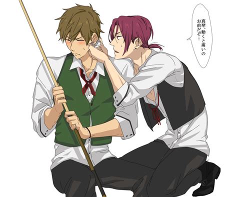 Safebooru 2boys Blush Brown Hair Free Green Eyes Ku Pixiv 19193156