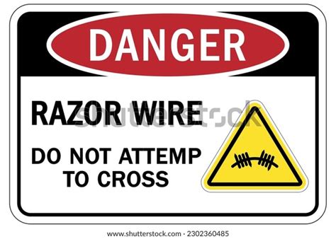 Barbed Razor Wire Warning Sign Labels Stock Vector Royalty Free 2302360485 Shutterstock