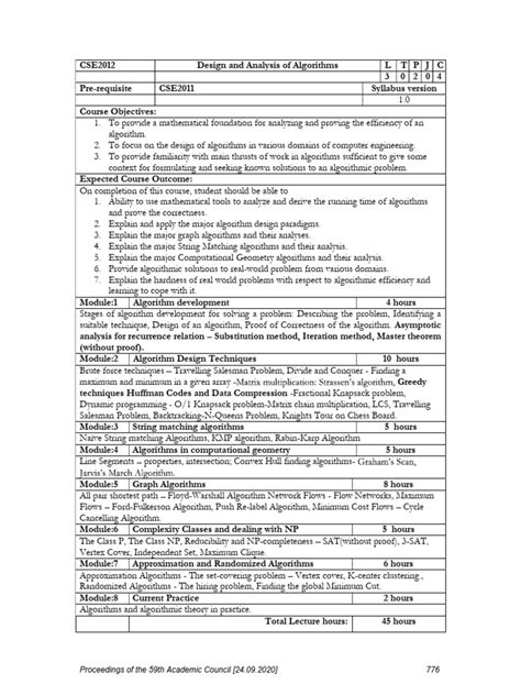 Cse2012 Design And Analysis Of Algorithms Eth 10 63 Cse2012