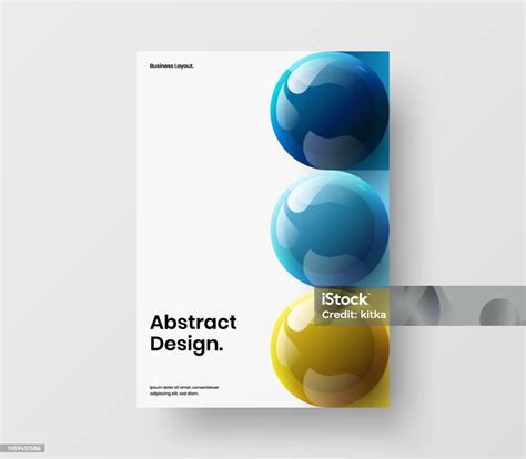 독특한 현실적인 구체 팜플렛 개념 고립 된 포스터 벡터 디자인 서식 파일입니다 A4 용지에 대한 스톡 벡터 아트 및 기타 이미지