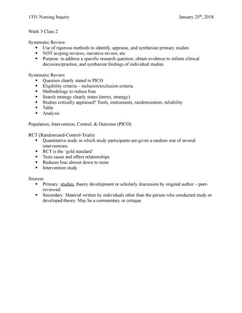 Week 3 Class 2 Assorted Lecture Notes 1351 Nursing Inquiry January