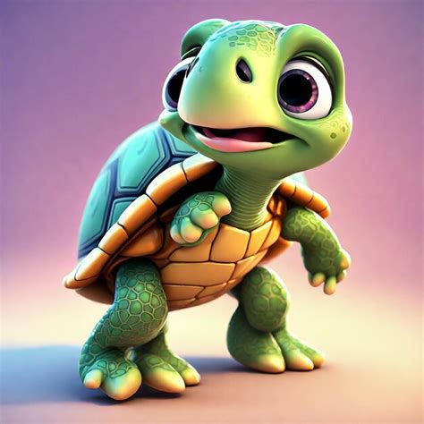 Premium Photo Super Adorable Small Turtle Rendered By Pixar Cartoon