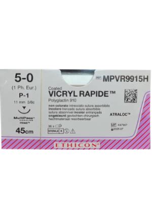 Vicryl Rapide® Absorbable Sutures Undyed 5 0 45cm P 1 11mm Box36