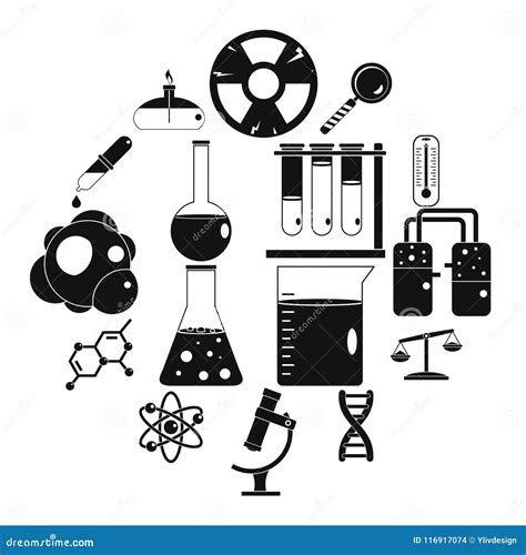 Chemical Laboratory Icons Set Simple Style Stock Vector Illustration