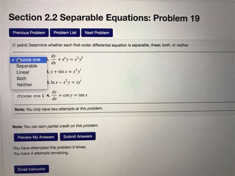 solved section 2 2 separable equations problem 19 previous