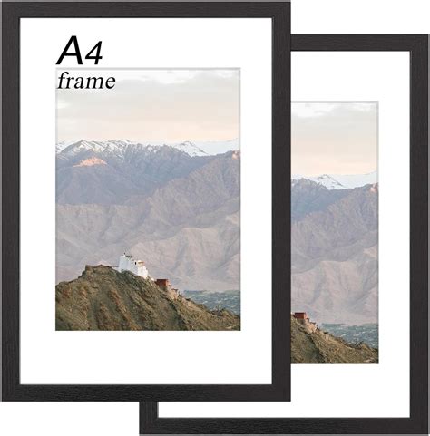 A4 Picture Frame Set Of 2 Black Wooden A4 Picture Frame A4 Certificate Frame For Wall Mount