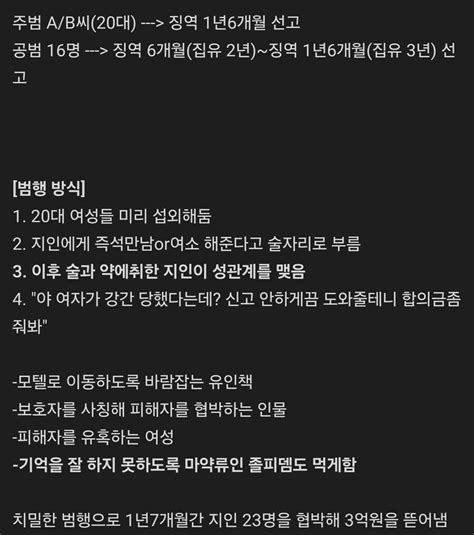 성관계 후 강간 당했다 강간설계사 조직18명 징역형 이슈야