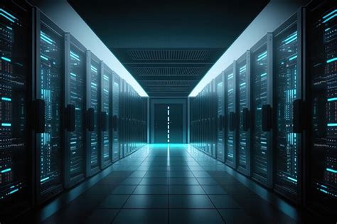 Premium Photo Generative Ai Data Center Room With Mainframe Storage Servers Cloud Network
