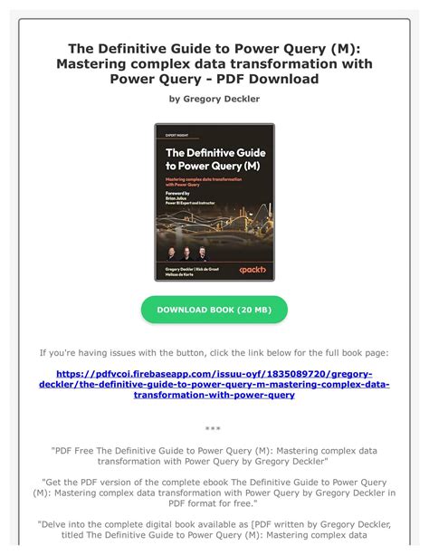 Pdf Free The Definitive Guide To Power Query M Mastering Complex