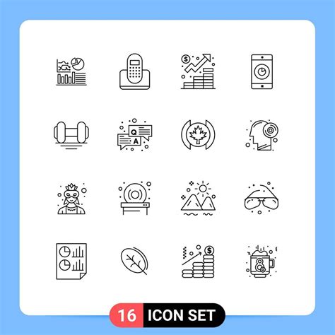 16 User Interface Outline Pack Of Modern Signs And Symbols Of Time Mobile Phone Application