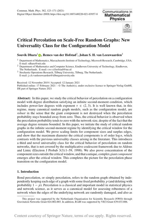 Critical Percolation On Scale Free Random Graphs New Universality Class For The Configuration