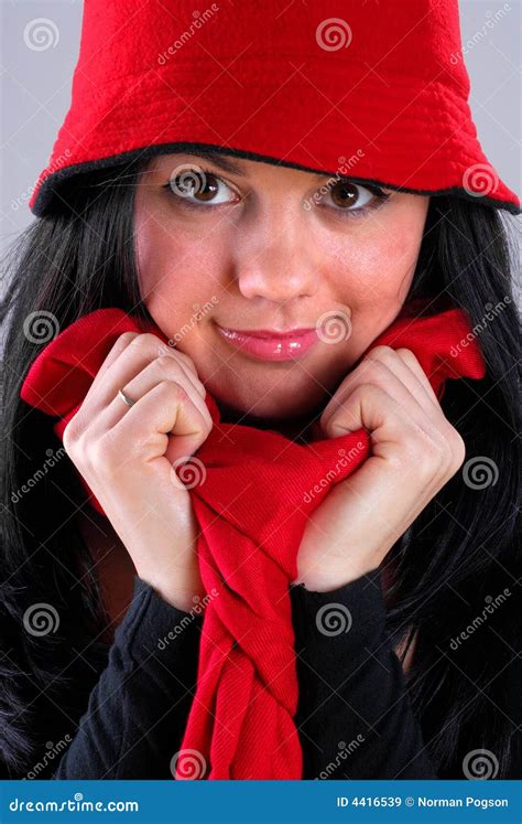 Red Hat Stock Image Image Of Long Adult Attractive 4416539