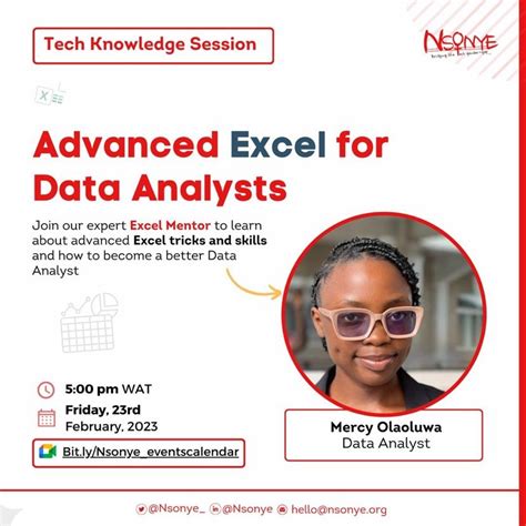 Mercy Olaoluwa On Linkedin Join Me By 6pm As I Explore Data Analysis And Excel With The Nsonye