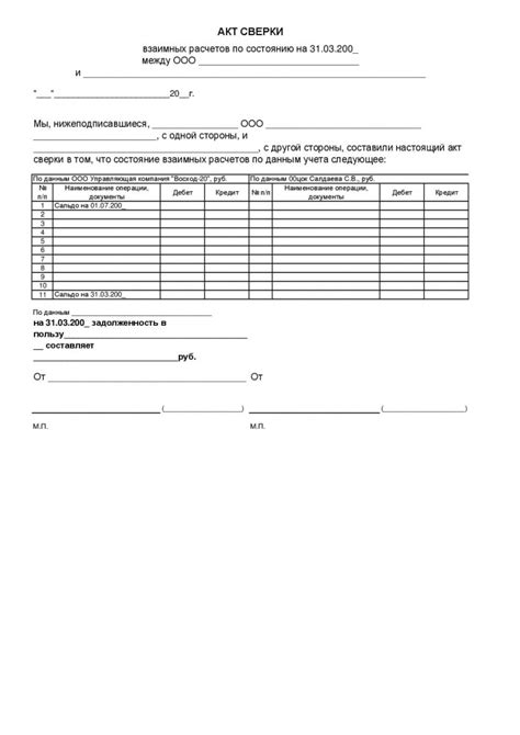 Акт сверки взаиморасчетов Образец бланк форма 2023