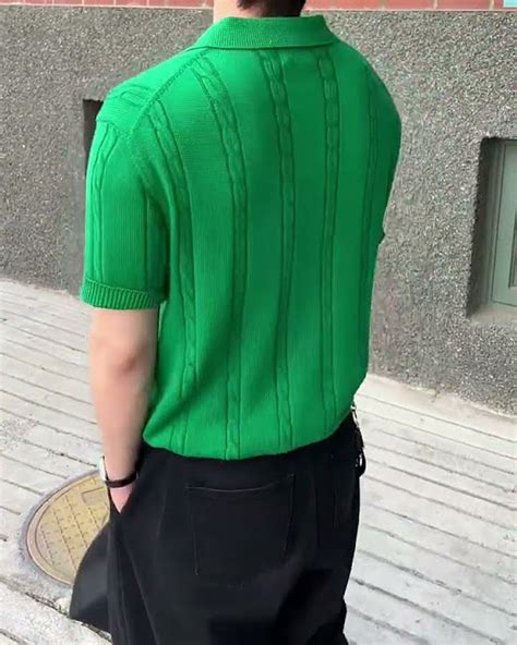 남자 코디 고급스러운 케이블 패턴 안티필링 가공으로 관리가 편한 하프 니트 여름니트 추천 여름반팔 반팔 스웨터 여름코디 썸머 남친룩 Ootd 남자쇼핑몰