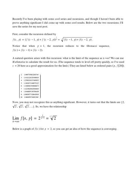 Nested Radical Recursions Quadratic Equation Sequence