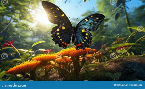 vibrant jungle unreal engine butterfly with explosive wildlife stock