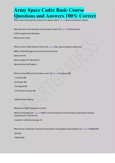 ARMY SPACE CADRE BUNDLE EXAMS WITH ACCURATE COMPLETE SOLUTIONS Stuvia US