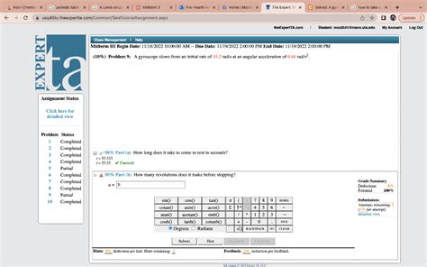 Solved Problem A Gyroscope Slows From An Initial Chegg