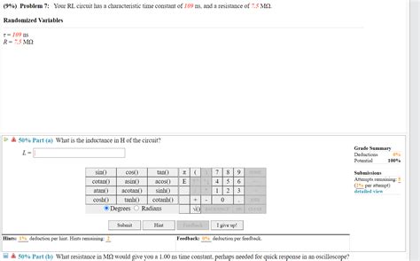 Solved Problem Your RL Circuit Has A Characteristic Chegg Com