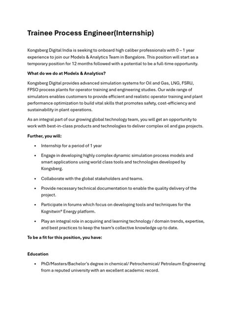 Trainee Process Engineer Pdf