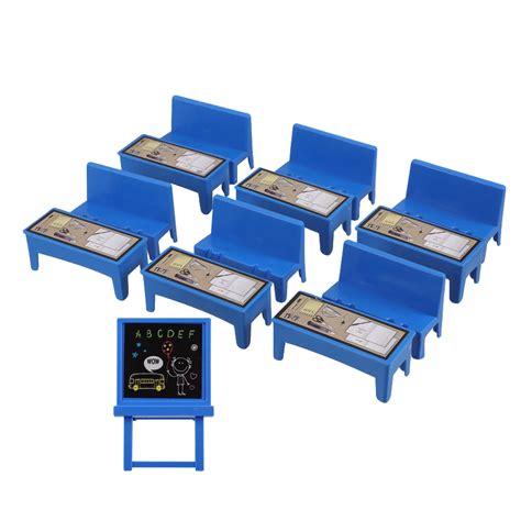 Zehuanyu 13pcs Miniature Classroom Playset For Dolls Miniature Desk And