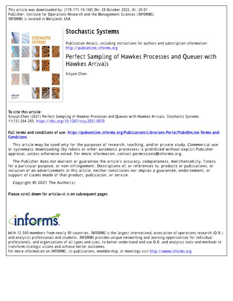 Pdf Perfect Sampling Of Hawkes Processes And Queues With Hawkes Arrivals