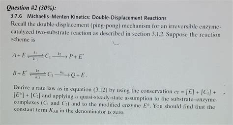Solved Question 2 30 376 Michaelis Menten Kinetics