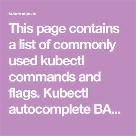 Commonly Used Kubectl Commands And Flags