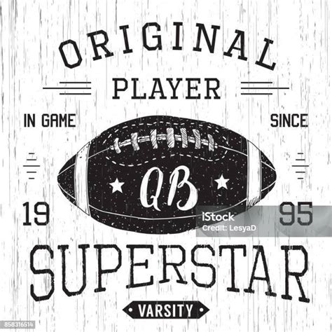 T셔츠 디자인 축구 쿼터 백 슈퍼스타 활판 인쇄 그래픽 벡터 일러스트 레이 션 미식 축구에 대한 스톡 벡터 아트 및 기타 이미지 미식 축구 미식 축구공 고풍스런
