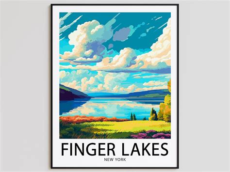 Finger Lakes Travel Poster Finger Lakes Print New York Art Print Finger