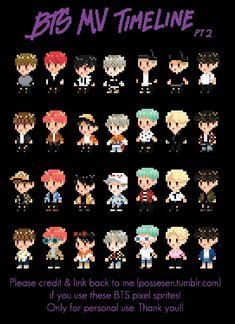 Rj Bts Bt21 Hama Beads Pixel Artkal Perler Bordado Easy Pixel Art