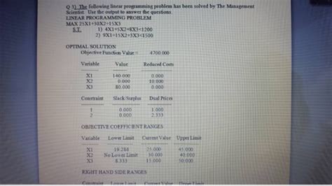 solved q 3 the following lincar programming problem has