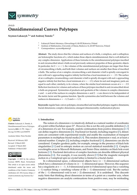 Pdf Omnidimensional Convex Polytopes